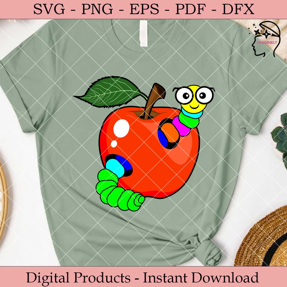 Apple With Worm Svg | Inspire Uplift