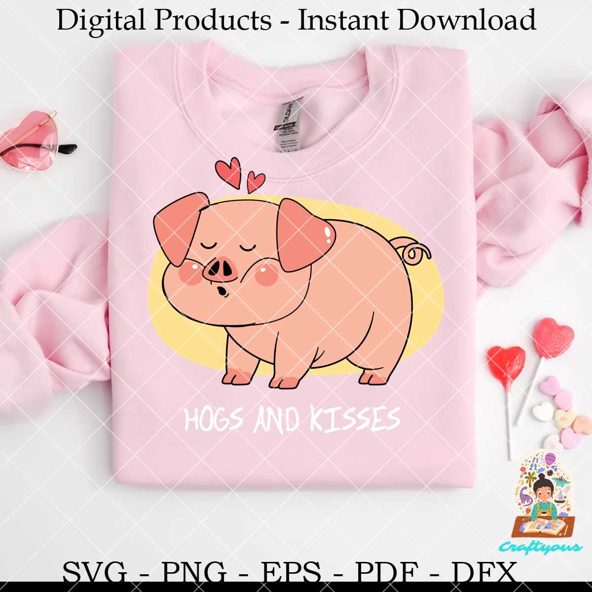 Hogs and Kisses Pig Valentine Puns SVG - Inspire Uplift