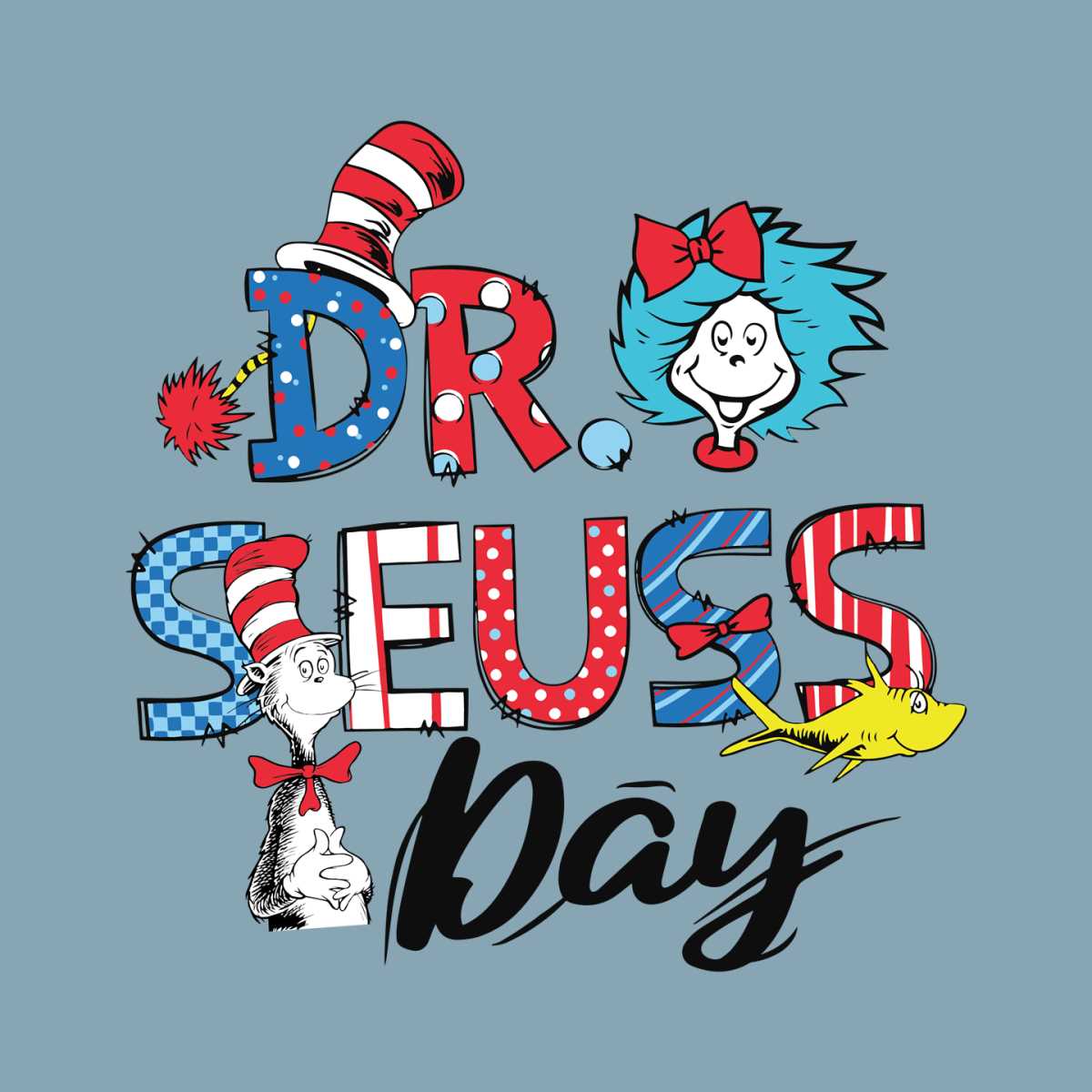 Funny Dr Seuss Day Characters SVG - Inspire Uplift