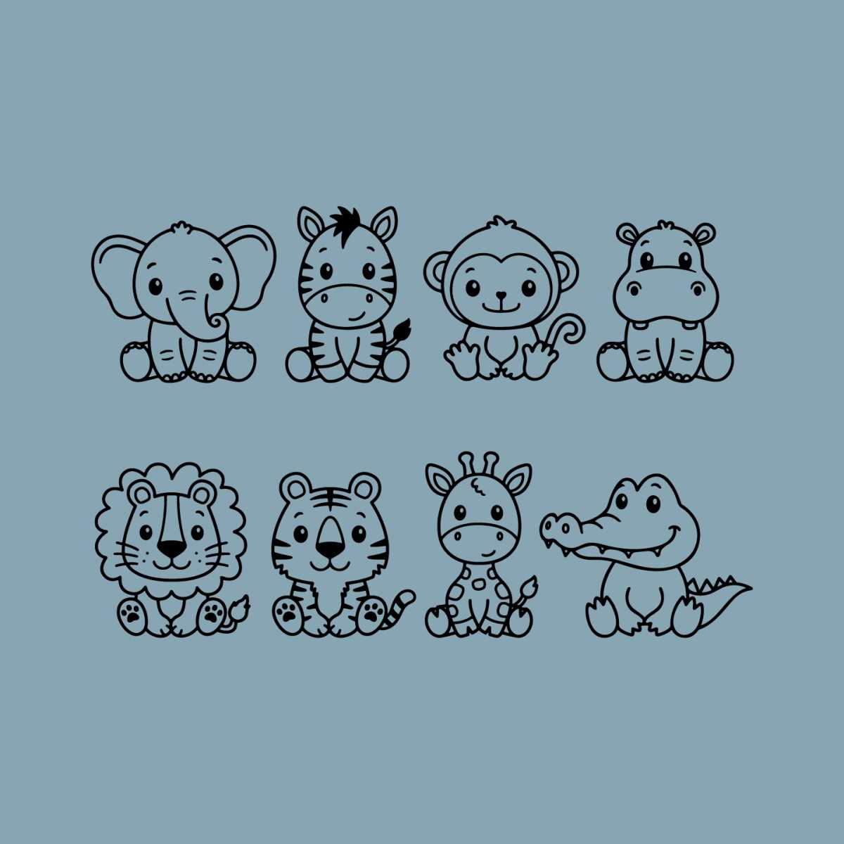 Safari animals outline SVG Cute african jungle animal cut fi | Inspire ...