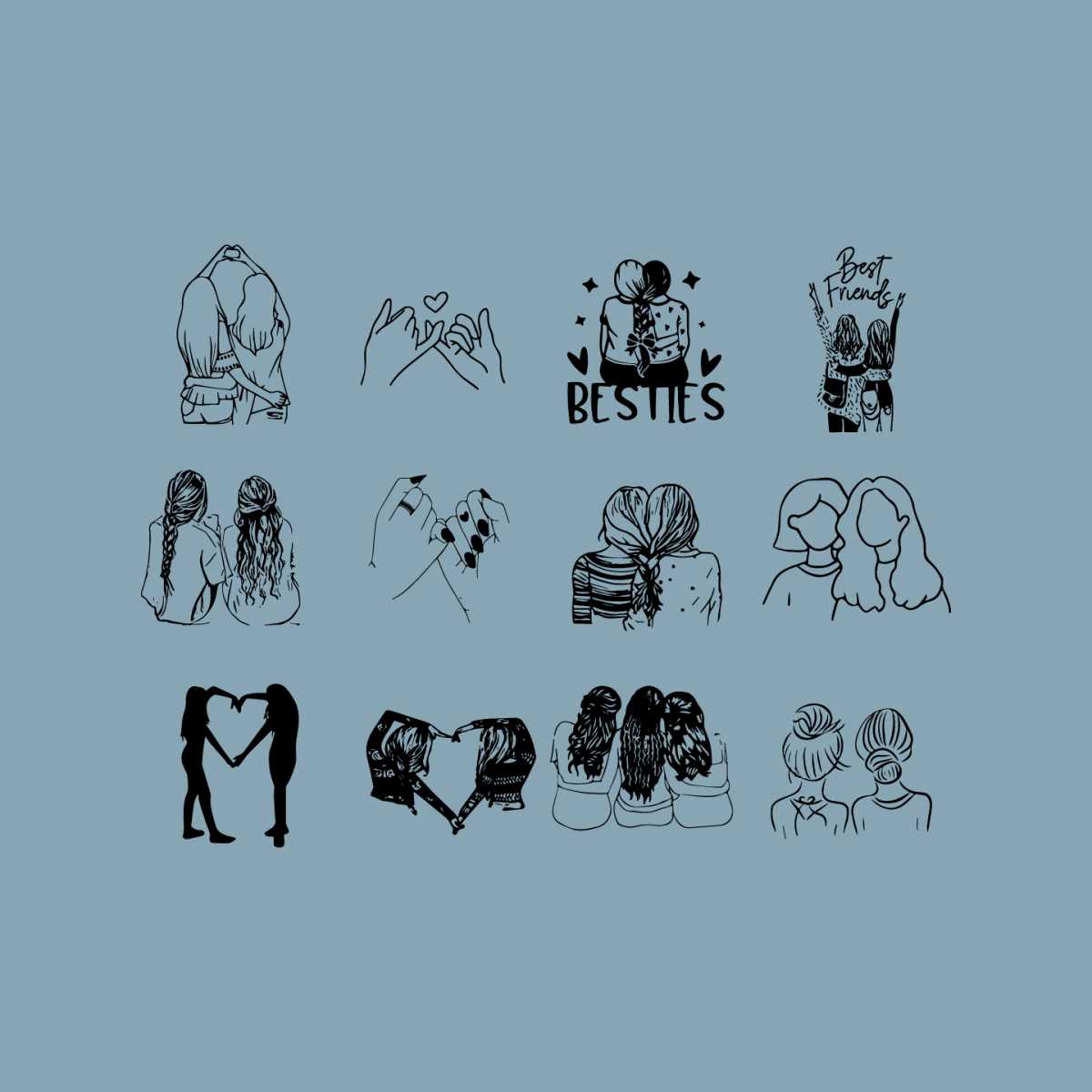 Girlfriends Svg, Group of Girls Svg, Friends Svg, Vector Cut - Inspire ...