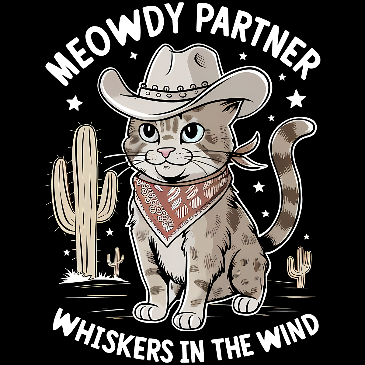 Meowdy Partner Cowboy Cat Vintage png Digital Download Files | Inspire ...
