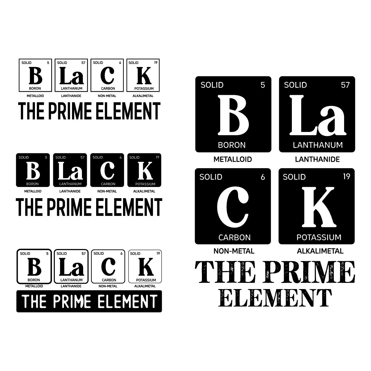 Black The Prime Element SVG Bundle Digital Download Files | Inspire Uplift