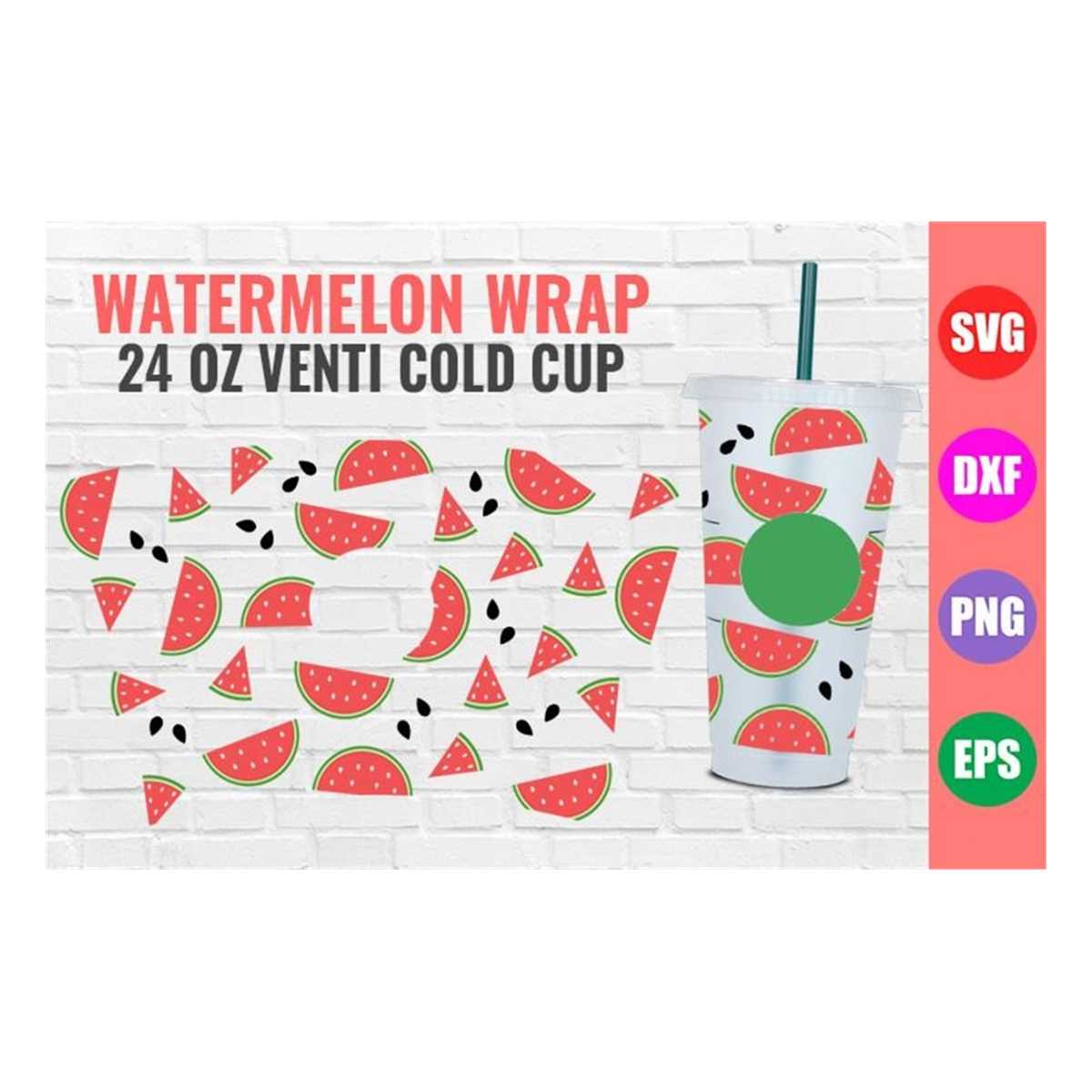 Watermelon Starbucks Cold Cup Full Wrap - Inspire Uplift