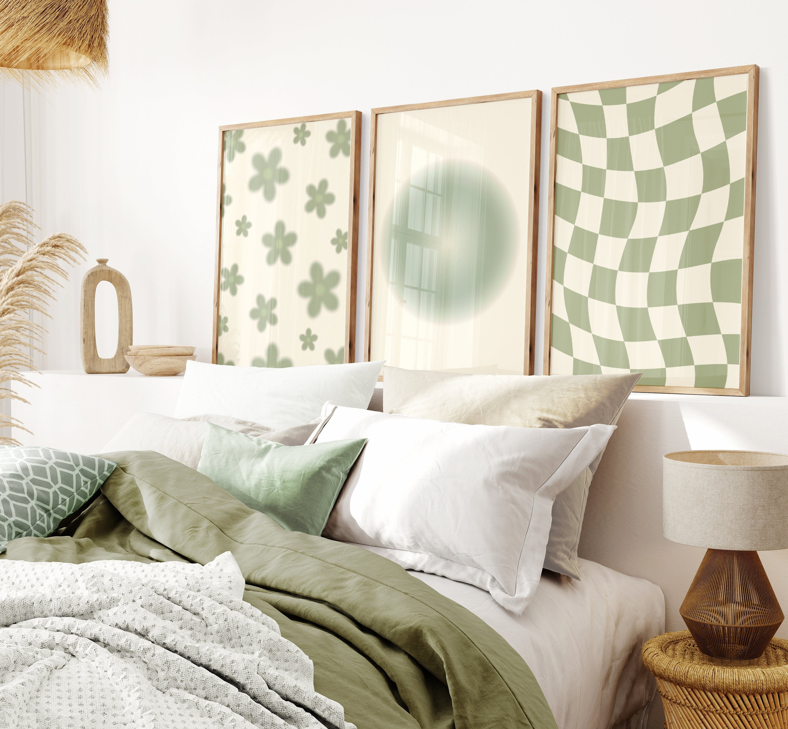 Sage Green Poster Set of 3, Retro Gradient Poster, Green Pre | Inspire ...