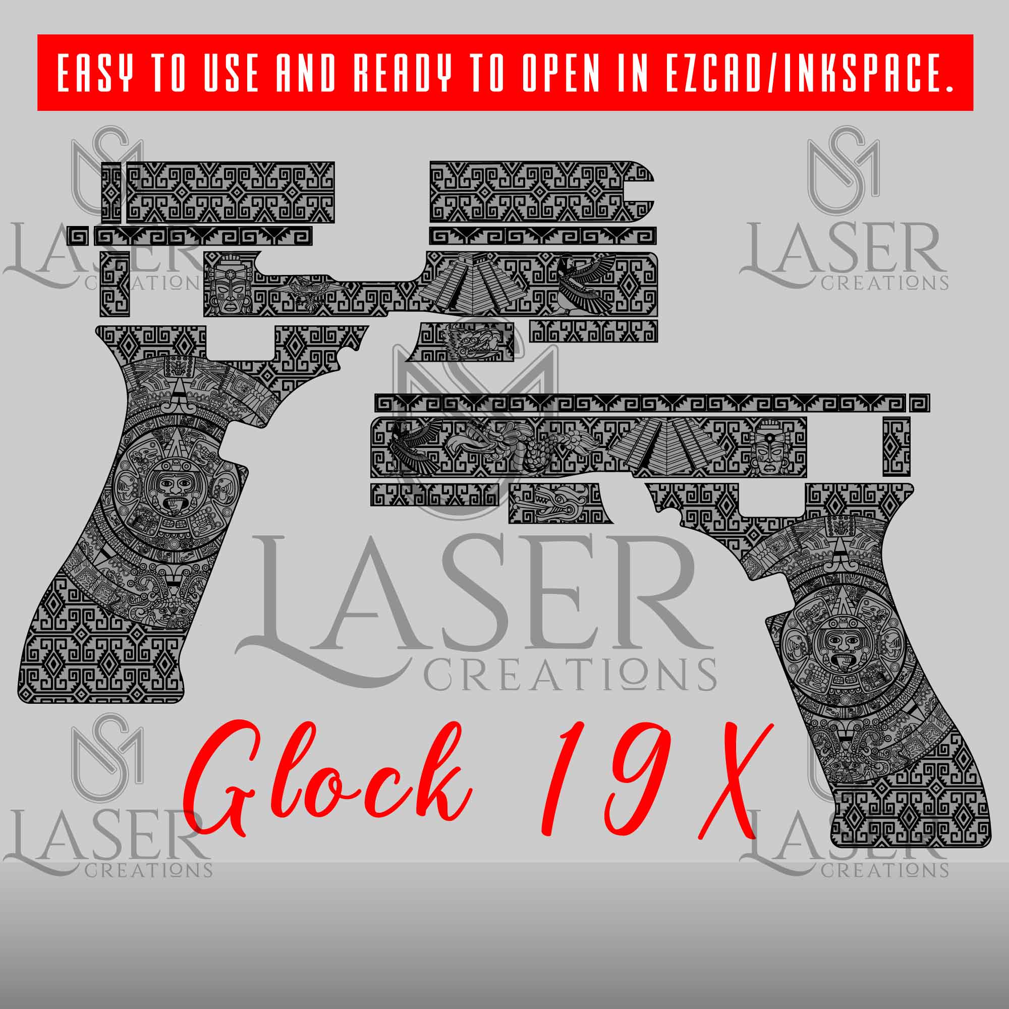 SMLaser Creations Glock 19X Aztec Vector Design | Inspire Uplift