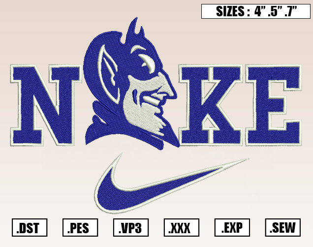 Nike X Duke Blue Devils Embroidery Designs,NCAA Embroidery,L | Inspire ...
