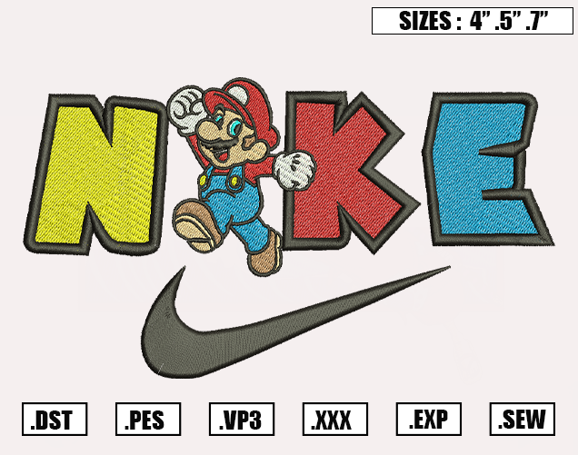 Nike Super Mario Embroidery Designs, Nike Logo Embroidery De | Inspire ...