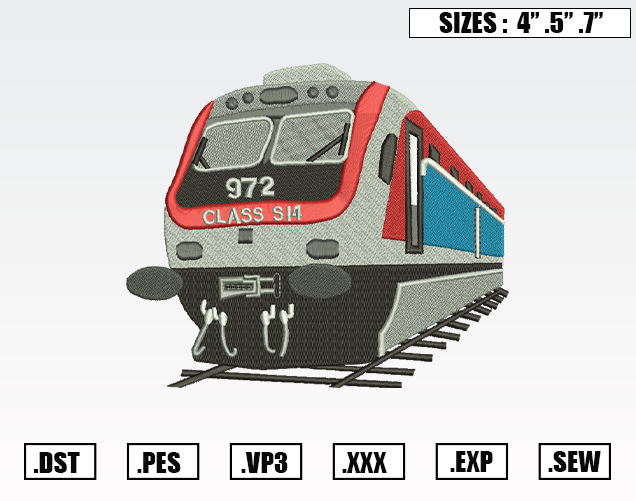 Class S14 972 Train Embroidery Design, Transport Embroidery | Inspire ...