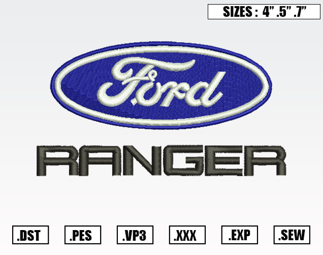 Ford Ranger Logo Embroidery Design, Transport Embroidery Des - Inspire ...