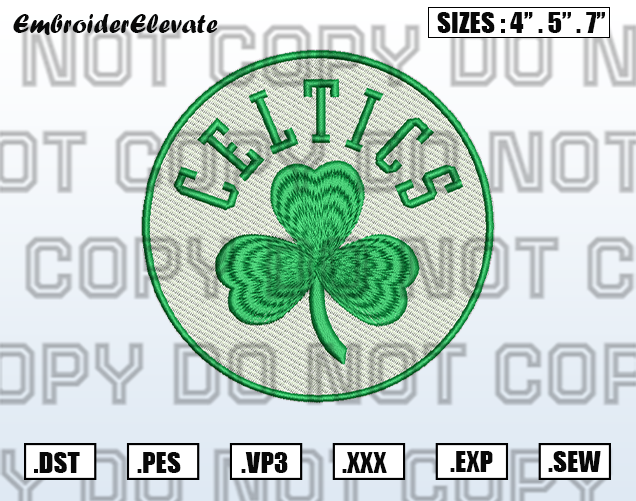 Boston Celtics Logo Embroidery Designs File, NBA Teams Embro | Inspire ...