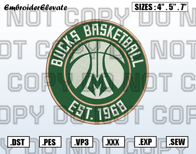 Milwaukee Bucks Logo Embroidery Designs File, NBA Teams Embr | Inspire ...
