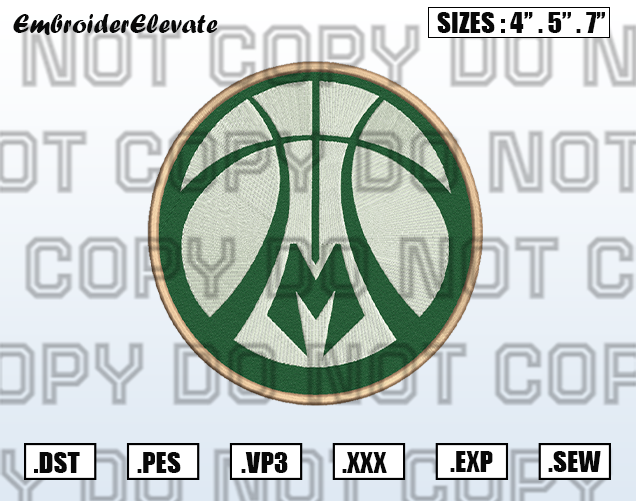 Milwaukee Bucks Logos Embroidery Designs File, NBA Teams Emb | Inspire ...