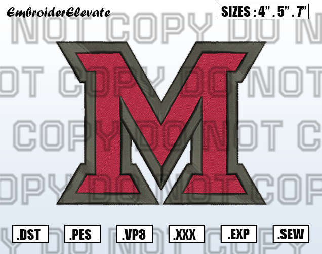 Miami (Ohio) Redhawks Logo Embroidery Designs ,NCAA Embroide | Inspire ...