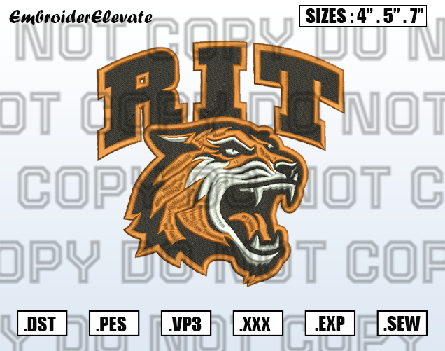 RIT Tigers Logo Embroidery Designs,NCAA Embroidery,Logo Spor | Inspire ...