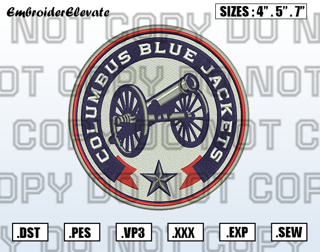 Columbus Blue Jackets Alternate Logo Embroidery Designs, NHL | Inspire ...