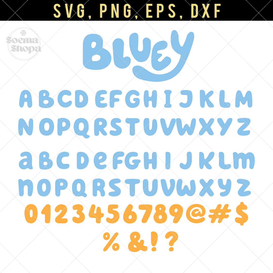 Bluey Puppy Font SVG Clipart, Bluey letters SVG, font, Blue | Inspire ...