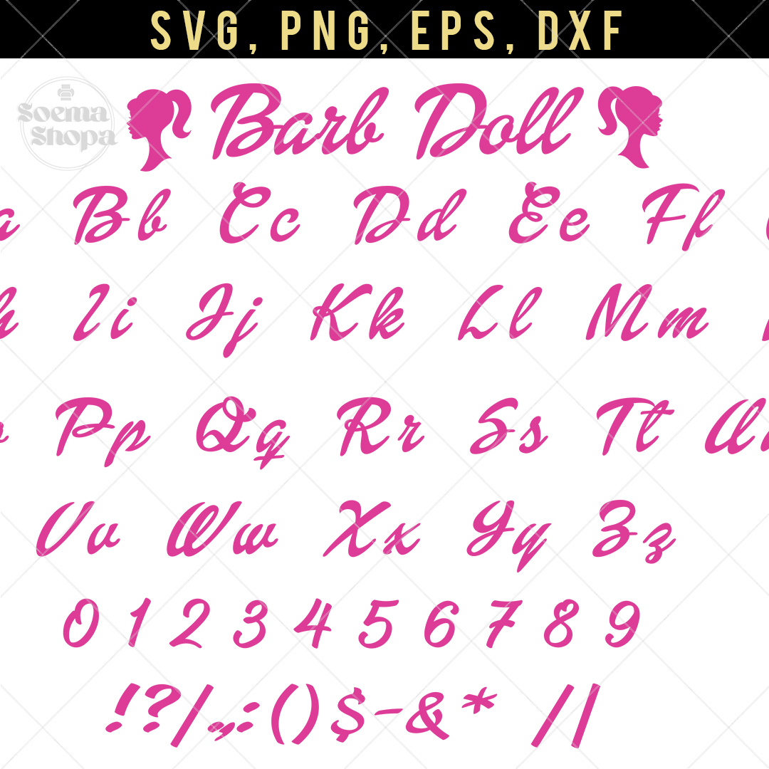 Pink Doll Font Letter Font SVG Clipart, Barbie SVG font, Dol - Inspire ...