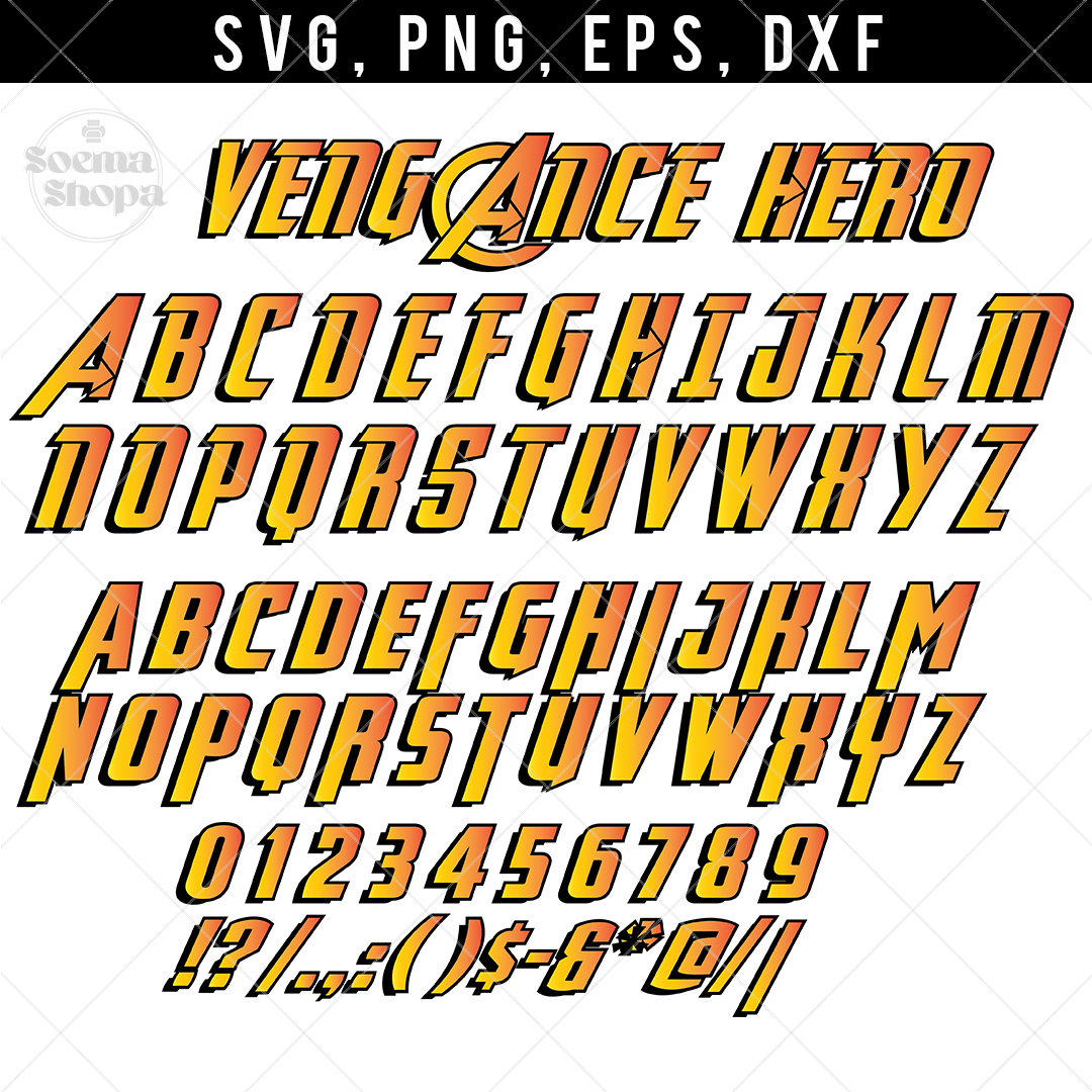 Vengeance Hero SVG Font Clipart, Hero SVG font, Superhero Fo | Inspire ...