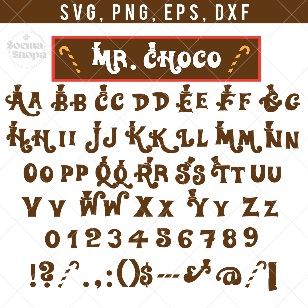 Mr Choco SVG Font Clipart, Wonka SVG font, Chocolate Font t | Inspire ...