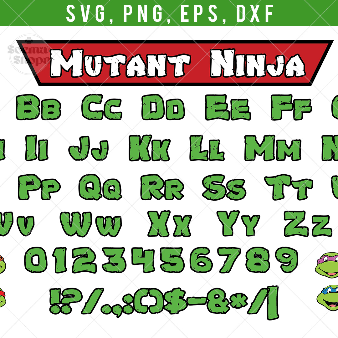 Mutant Ninja SVG Font Clipart, Turtle SVG font, Ninja Font t | Inspire ...