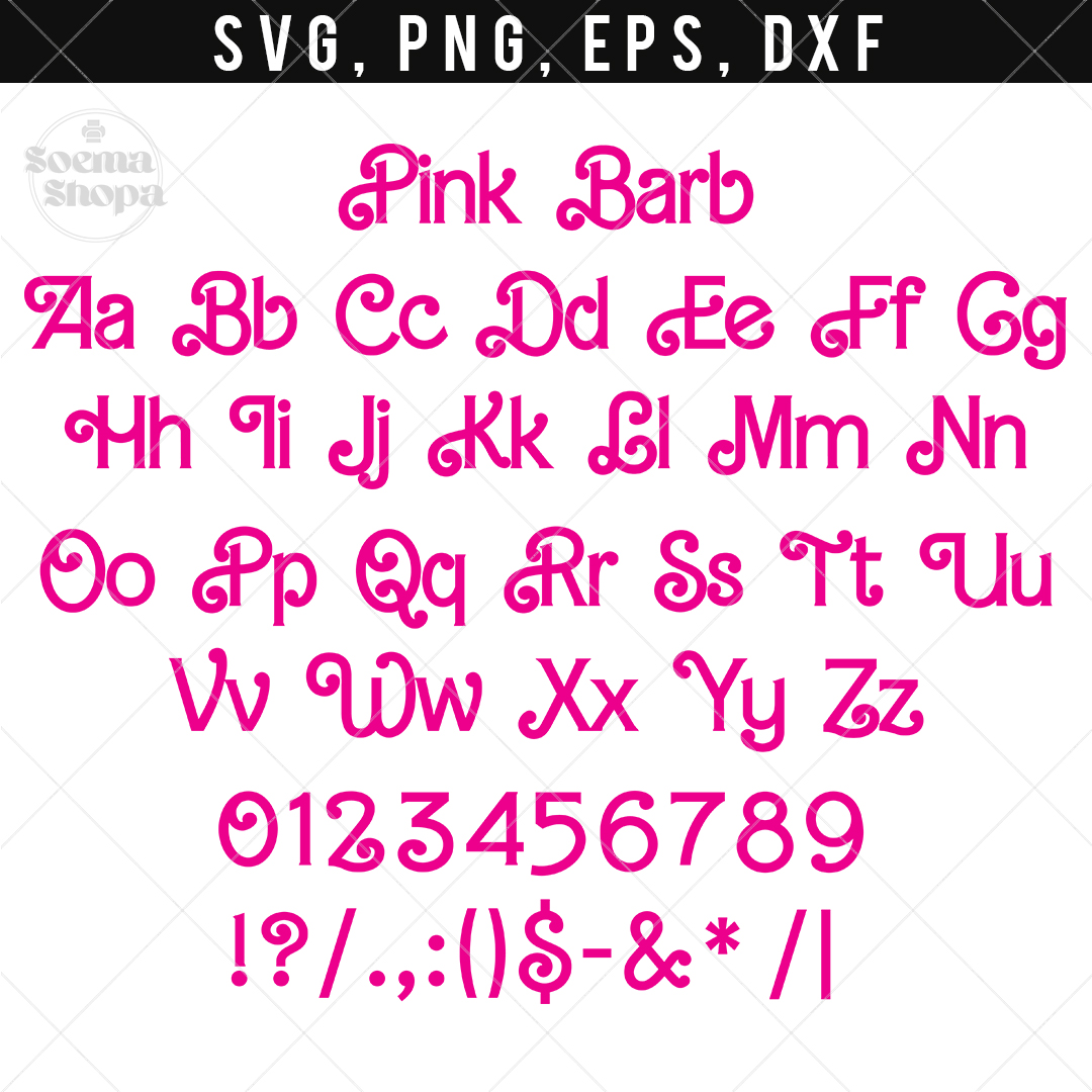 Pink Barb SVG Font Clipart, Barbie SVG font, Doll Font Tshir | Inspire ...