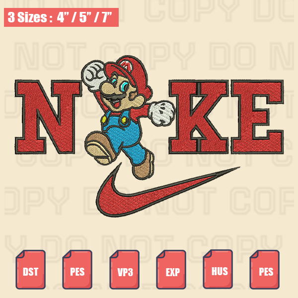 Nike Super Mario Embroidery File, Nike Disney Embroidery Des | Inspire ...