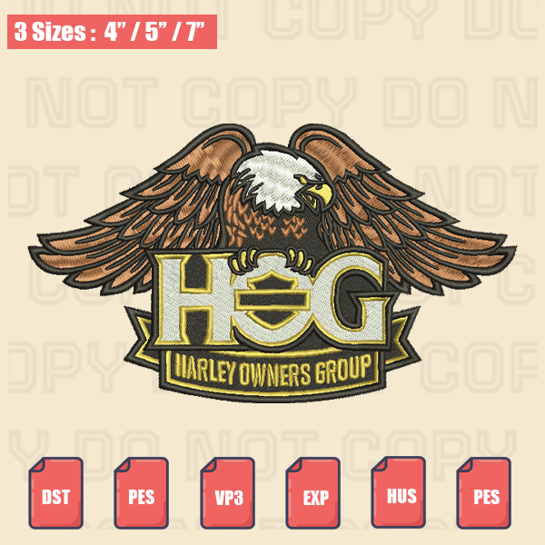 Harley Owners Group Logo 2 Embroidery Design, Transport Embr | Inspire ...