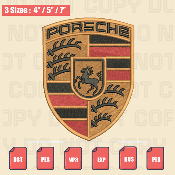 Porsche Logo Embroidery Design, Transport Embroidery Designs | Inspire ...