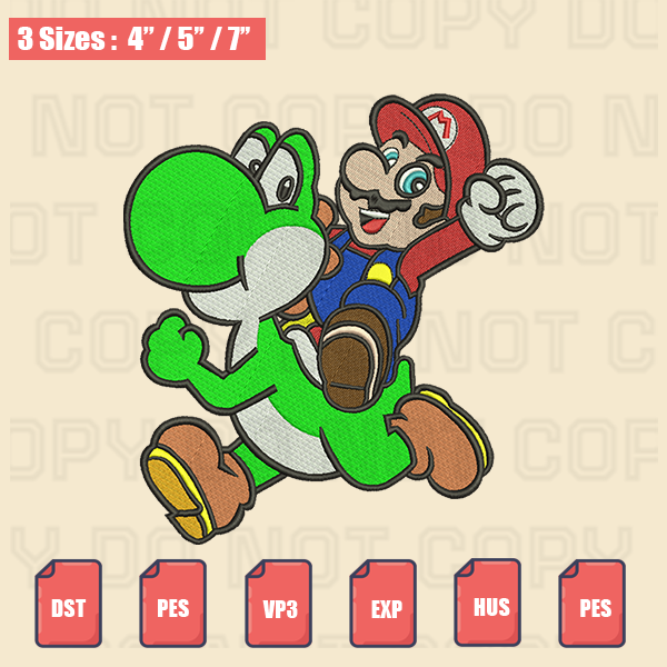Mario and Yoshi Embroidery Designs, Super Mario Embroidery F - Inspire ...