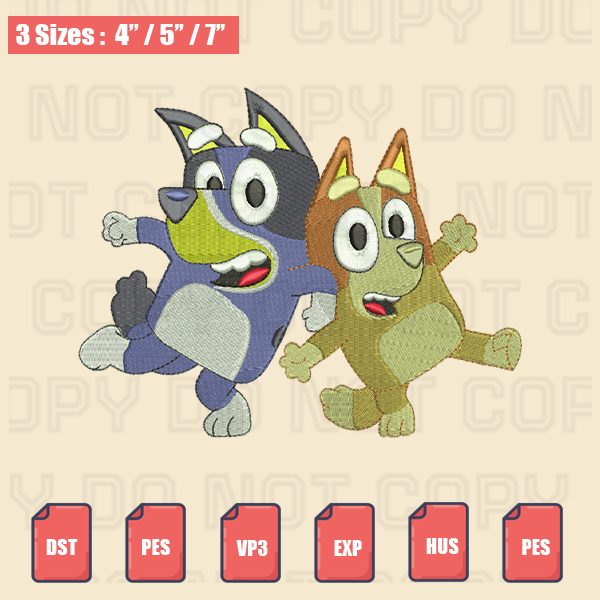 Chilli Heeler And Bluey Heeler Embroidery Designs, Cartoon E | Inspire ...