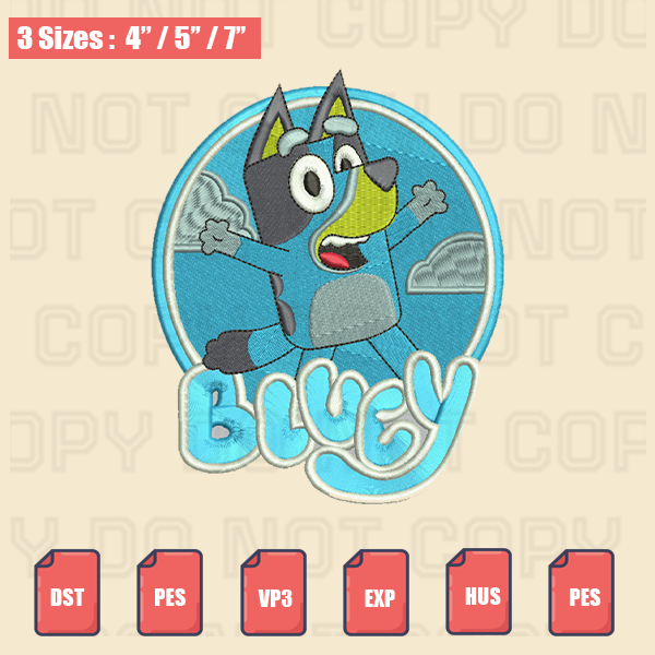 Bluey Character Cartoon Embroidery Design, Cartoon Embroider - Inspire ...