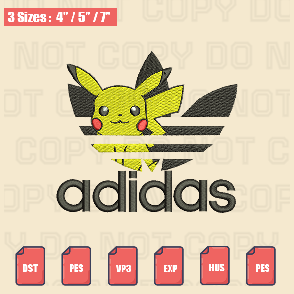 Adidas Pikachu Embroidery Design, Pokemon Embroidery Files, | Inspire ...