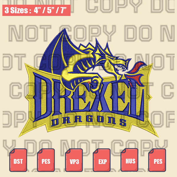 Drexel Dragons Logo Embroidery Files, NCAA Embroidery Design | Inspire ...