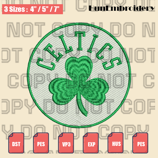Boston Celtics Logo Embroidery Design Files, NBA Teams Embro | Inspire ...