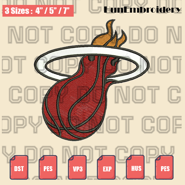 Miami Heat Embroidery Design | Inspire Uplift