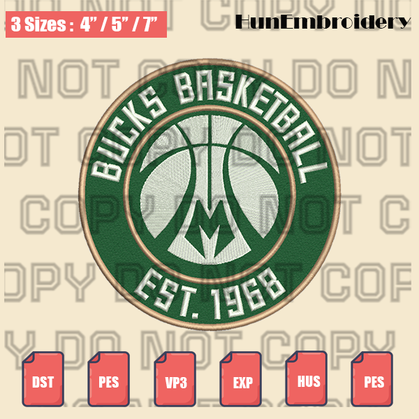 Milwaukee Bucks Logo Embroidery Design Files, NBA Teams Embr | Inspire ...