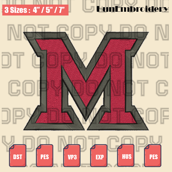 Miami (Ohio) Redhawks Logo Embroidery Embroidery Files, NCAA | Inspire ...