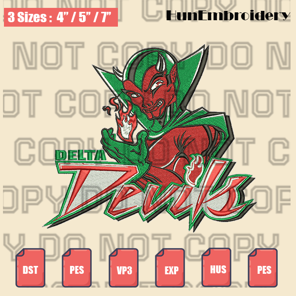 MVSU Delta Devils Logo Embroidery Files, NCAA Embroidery Des | Inspire ...
