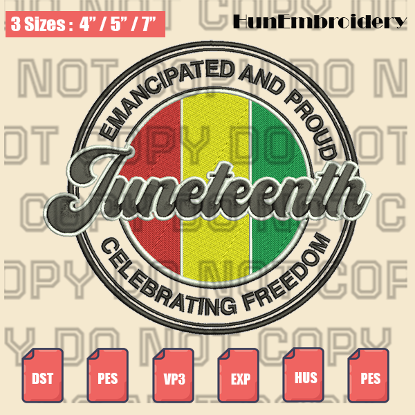 Juneteenth Day Embroidery Design, Juneteenth 1865 Embroidery | Inspire ...
