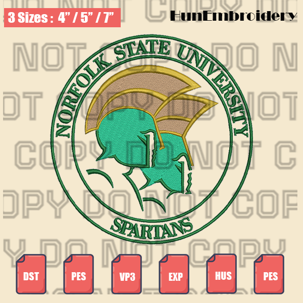 Norfolk State Spartans Logo Embroidery Files, NCAA Embroider | Inspire ...