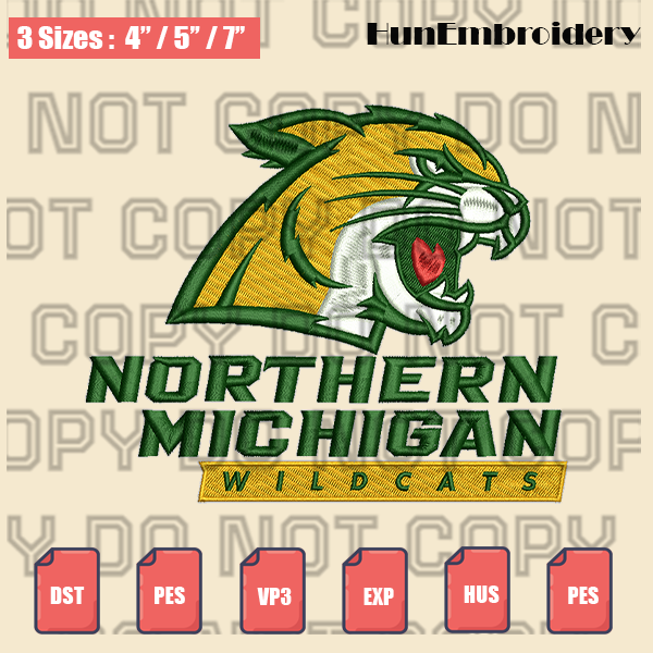 Northern Michigan Wildcats Logos Embroidery File, NCAA Embro | Inspire ...