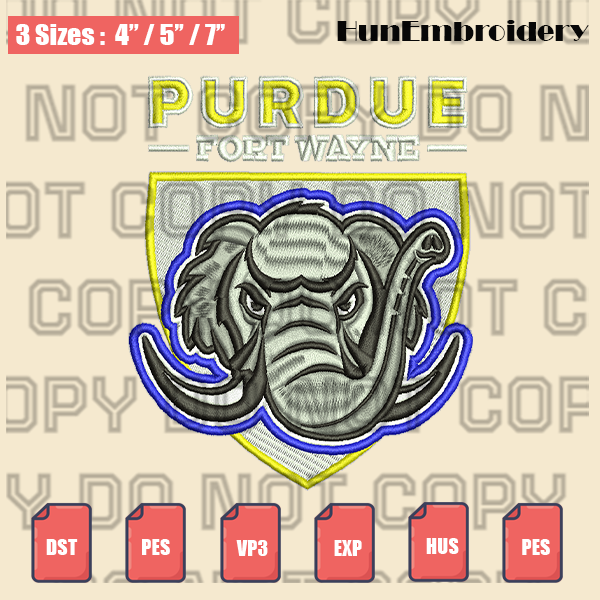 Purdue Fort Wayne Logo Embroidery Files, NCAA Embroidery Des | Inspire ...