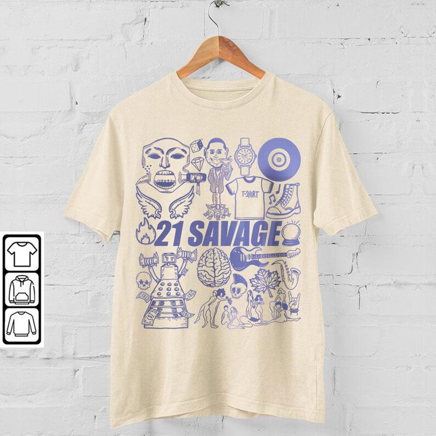 21 Savage Doodle Art Shirt, 21 Savage Tour Tee | Inspire Uplift