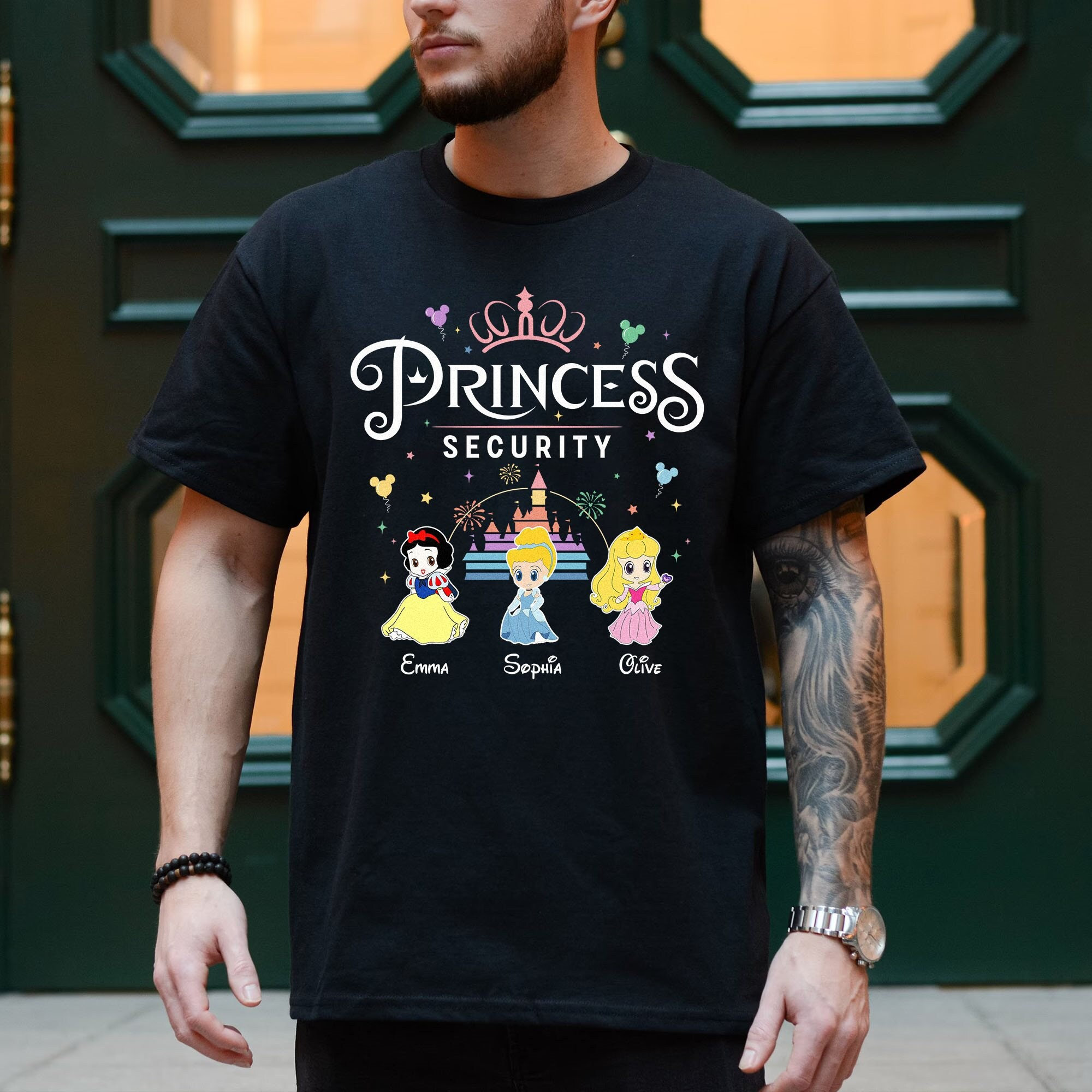 Custom Princess Security Dad Shirt With Kids Name Father An | Inspire ...