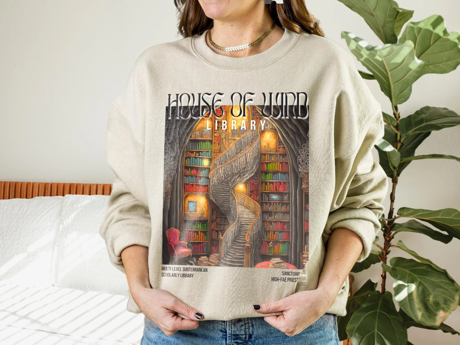 House Of Wind Library Velaris ACOTAR Illustrated Art SweatSh | Inspire ...