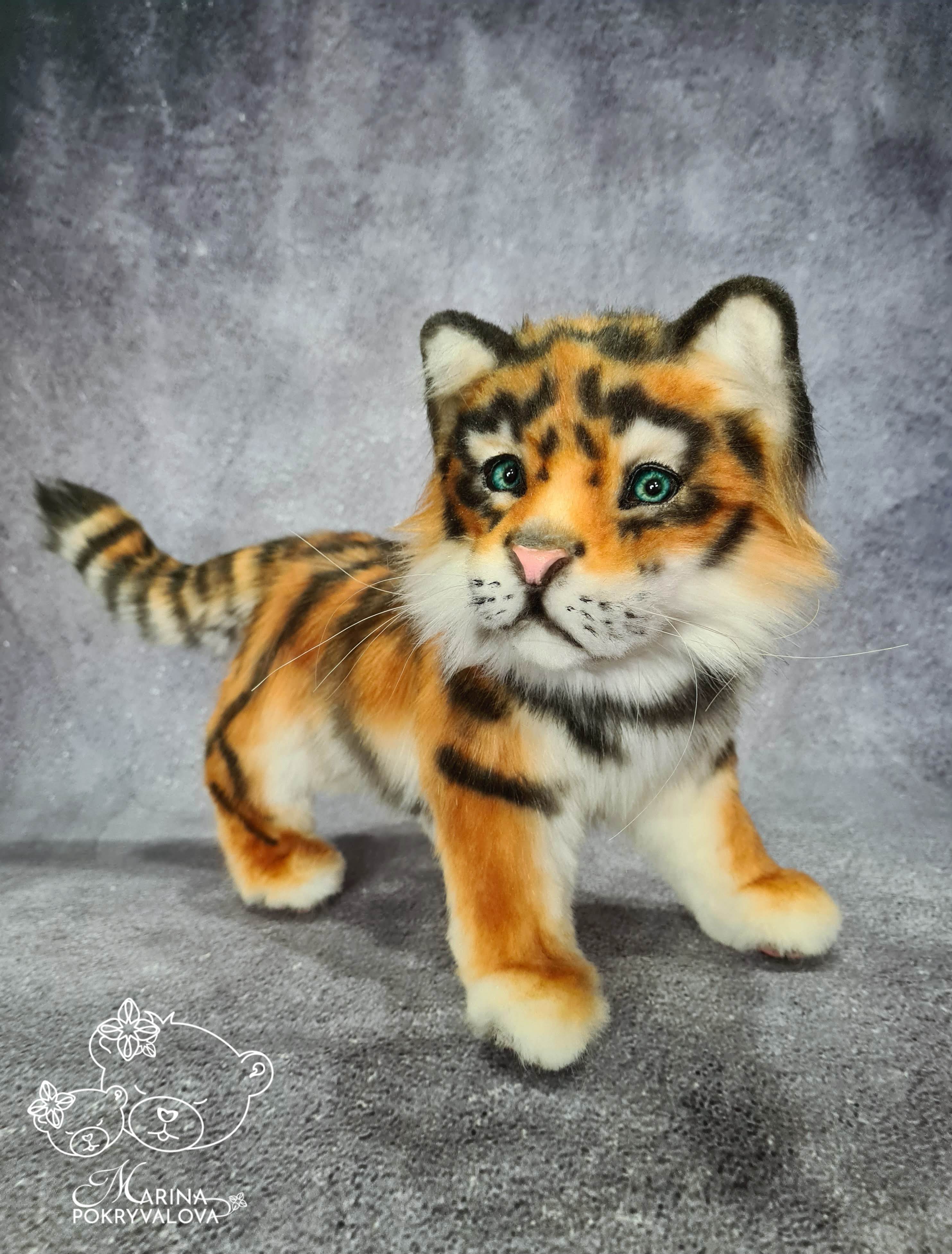 Realistic tiger plush toy. Poseable toy tiger. Wild animals. | Inspire ...