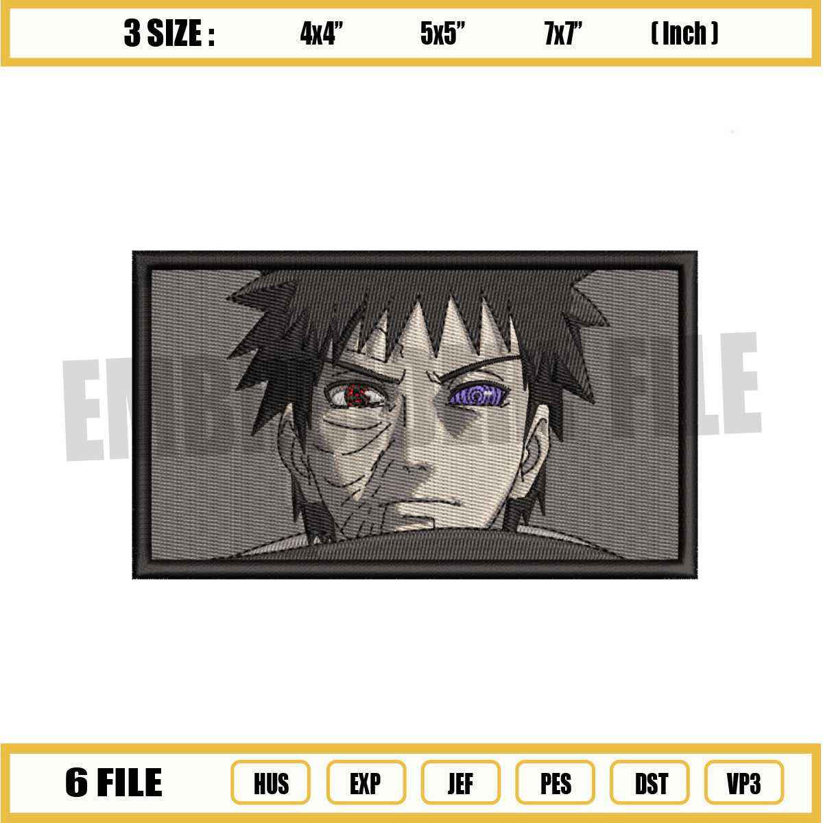Uchiha Obito Anime Embroidery Design | Inspire Uplift