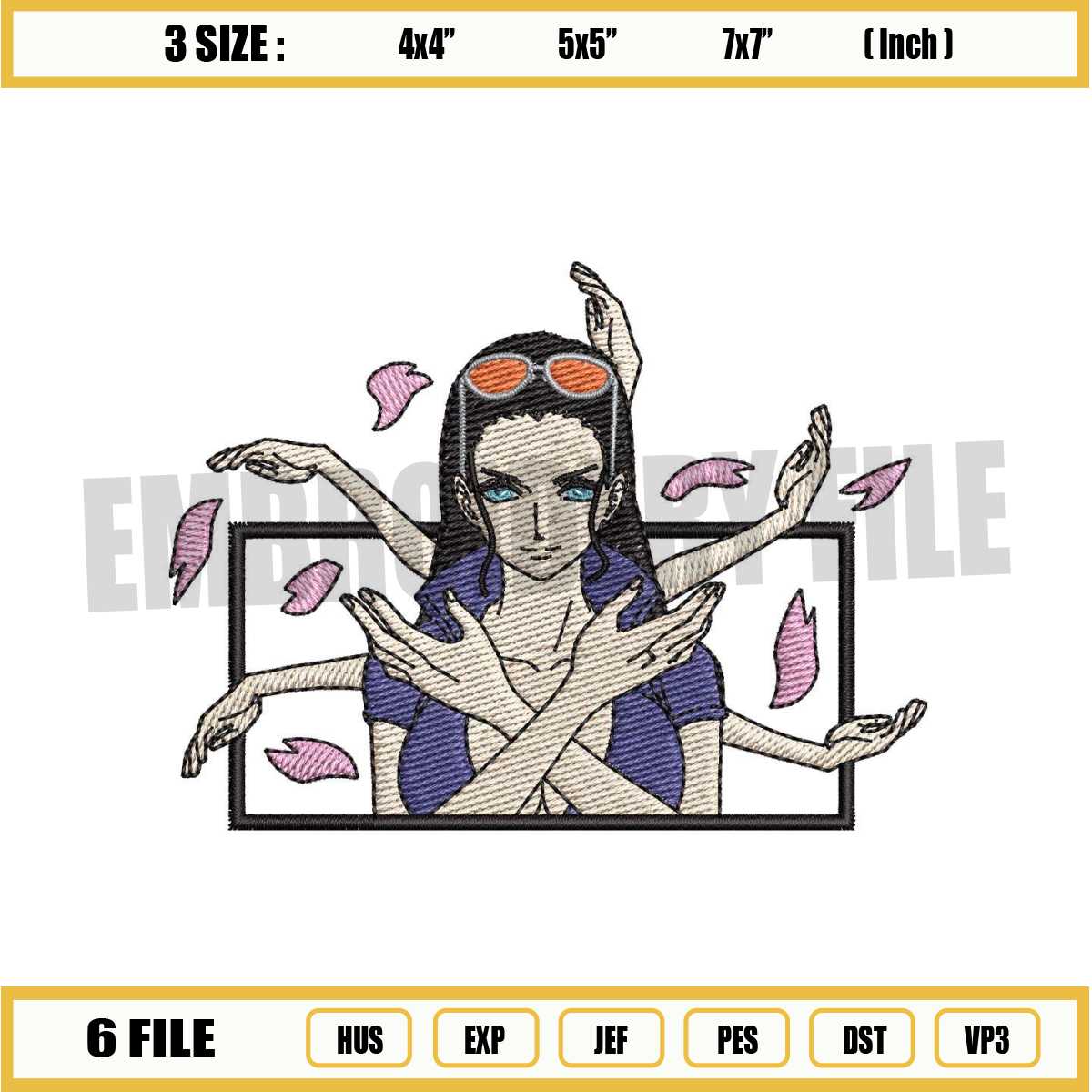 Nico Robin Devil Child Anime Embroidery File png | Inspire Uplift