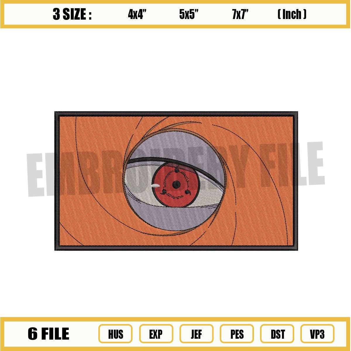 Uchiha Obito Eye Anime Embroidery File png | Inspire Uplift